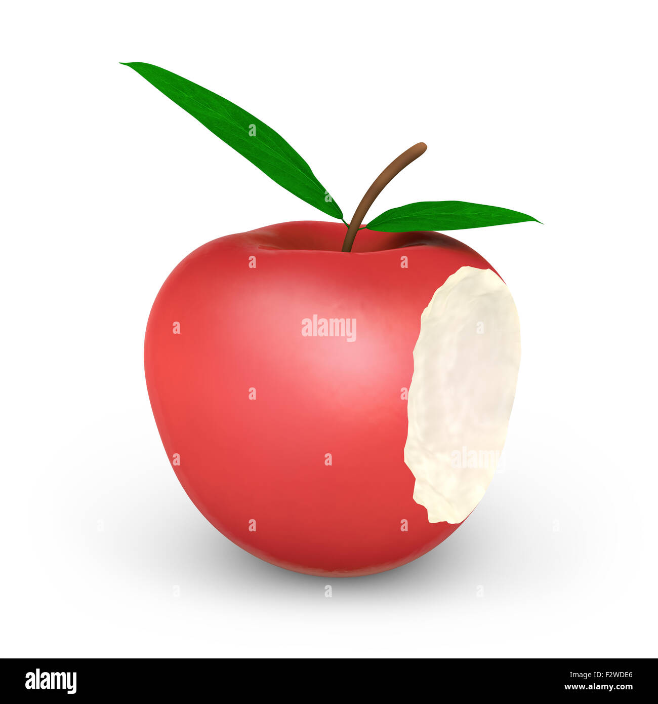 bitten off a red apple 3d render Stock Photo - Alamy