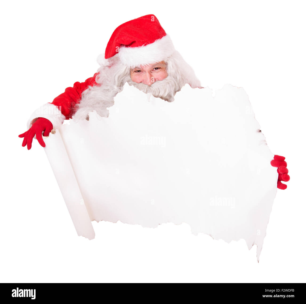 Santa Claus shows empty letter and looking up to camera Stock Photo - Alamy