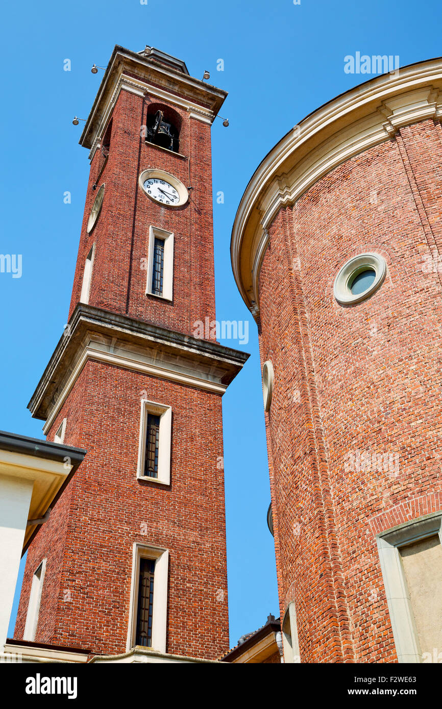 ancien clock tower in italy europe old stone and bell Stock Photo - Alamy