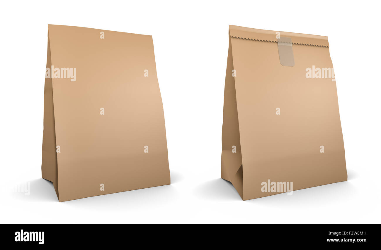 Paper bag set, isolated on white background Stock Photo - Alamy