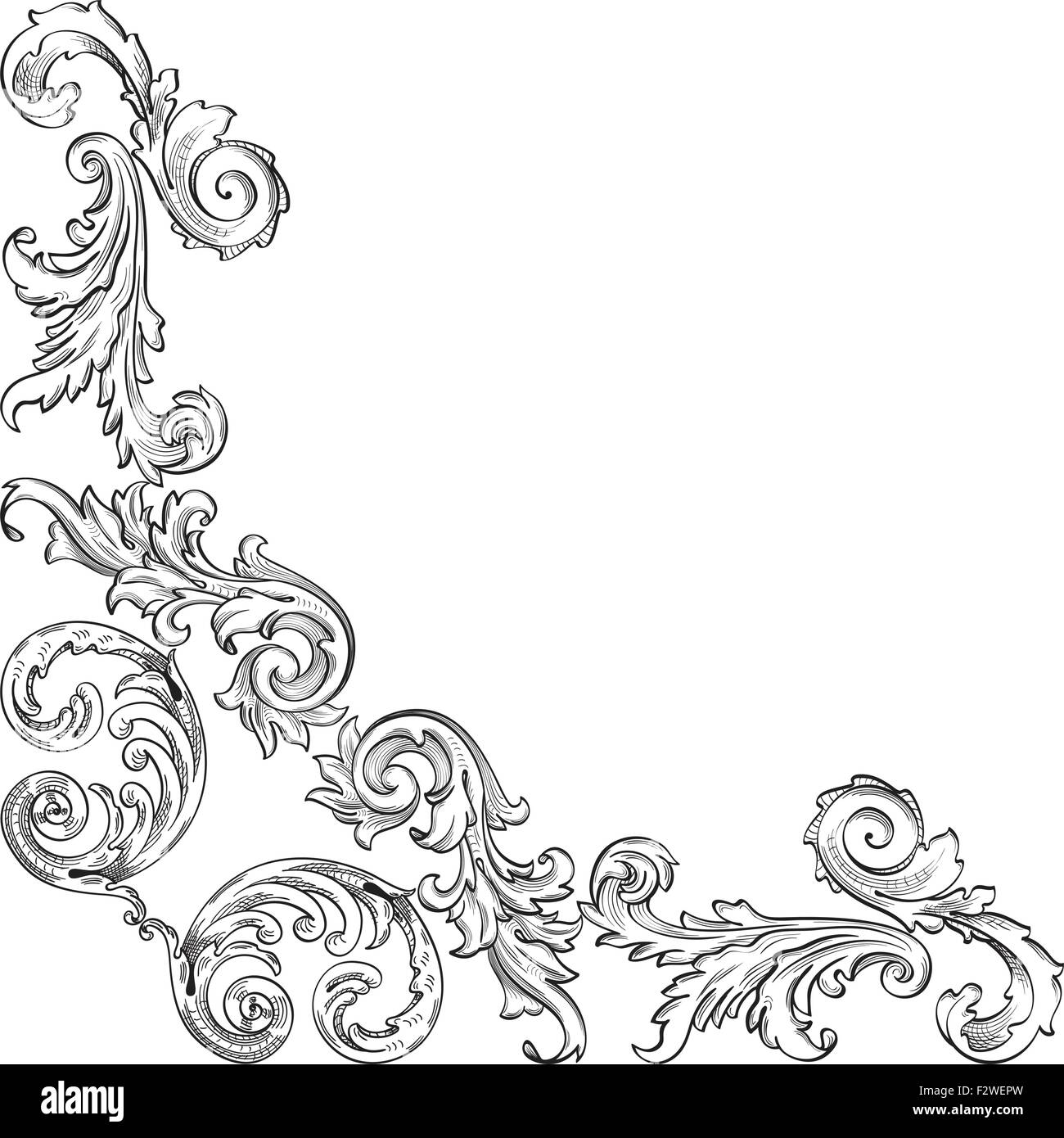Vintage baroque corner is on white Stock Vector Image & Art - Alamy