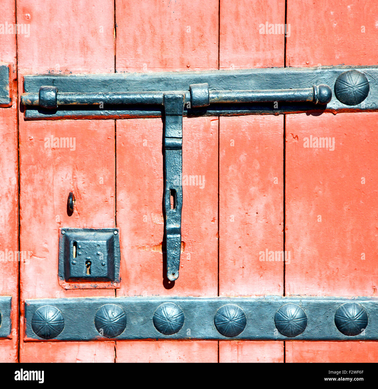 brown morocco in africa the old wood facade home and rusty safe padlock ...