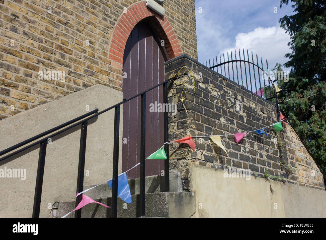 Bunting at the church door hi-res stock photography and images - Alamy