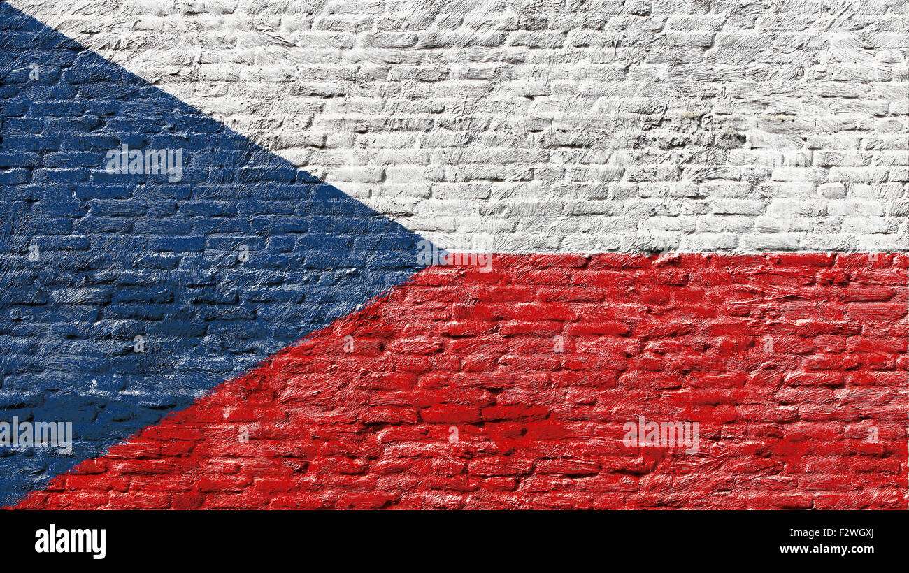 Czech Republic - National flag on Brick wall Stock Photo - Alamy