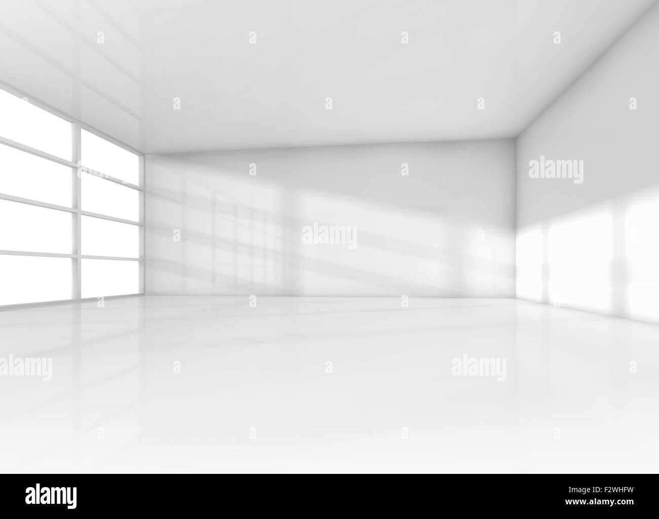 Abstract interior, white empty room with daylight from the window. 3d ...