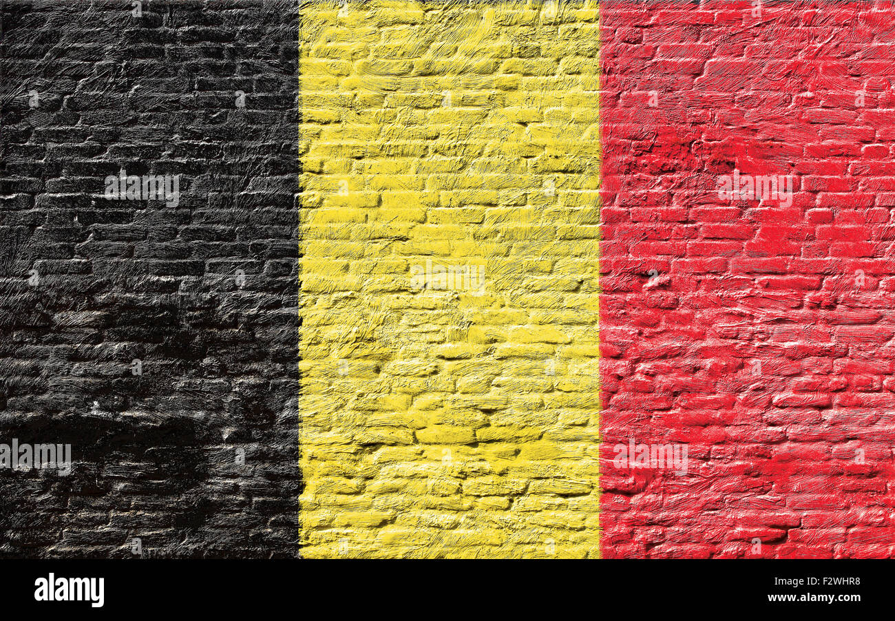 Belgium - National flag on Brick wall Stock Photo - Alamy