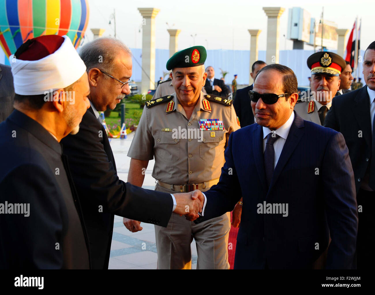 Cairo, Egypt. 24th Sep, 2015. In this picture provided by the office of the Egyptian Presidency ...