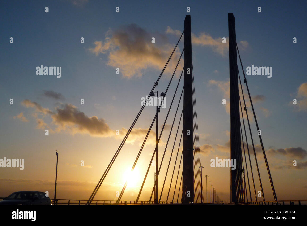 Bridge in sunset, Malmo, Copenhagen Stock Photo - Alamy