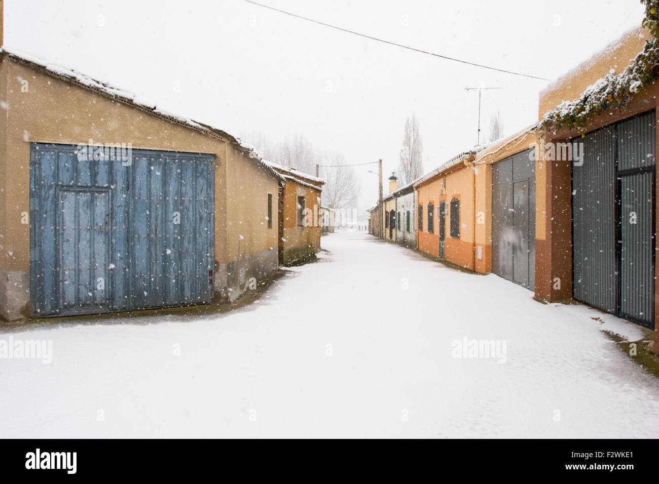 The town street during snowfall Stock Photo - Alamy