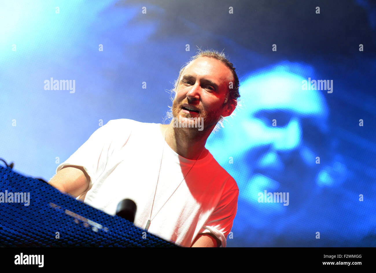 The DJ and producer David Guetta during a session in Magaluf, Majorca ...