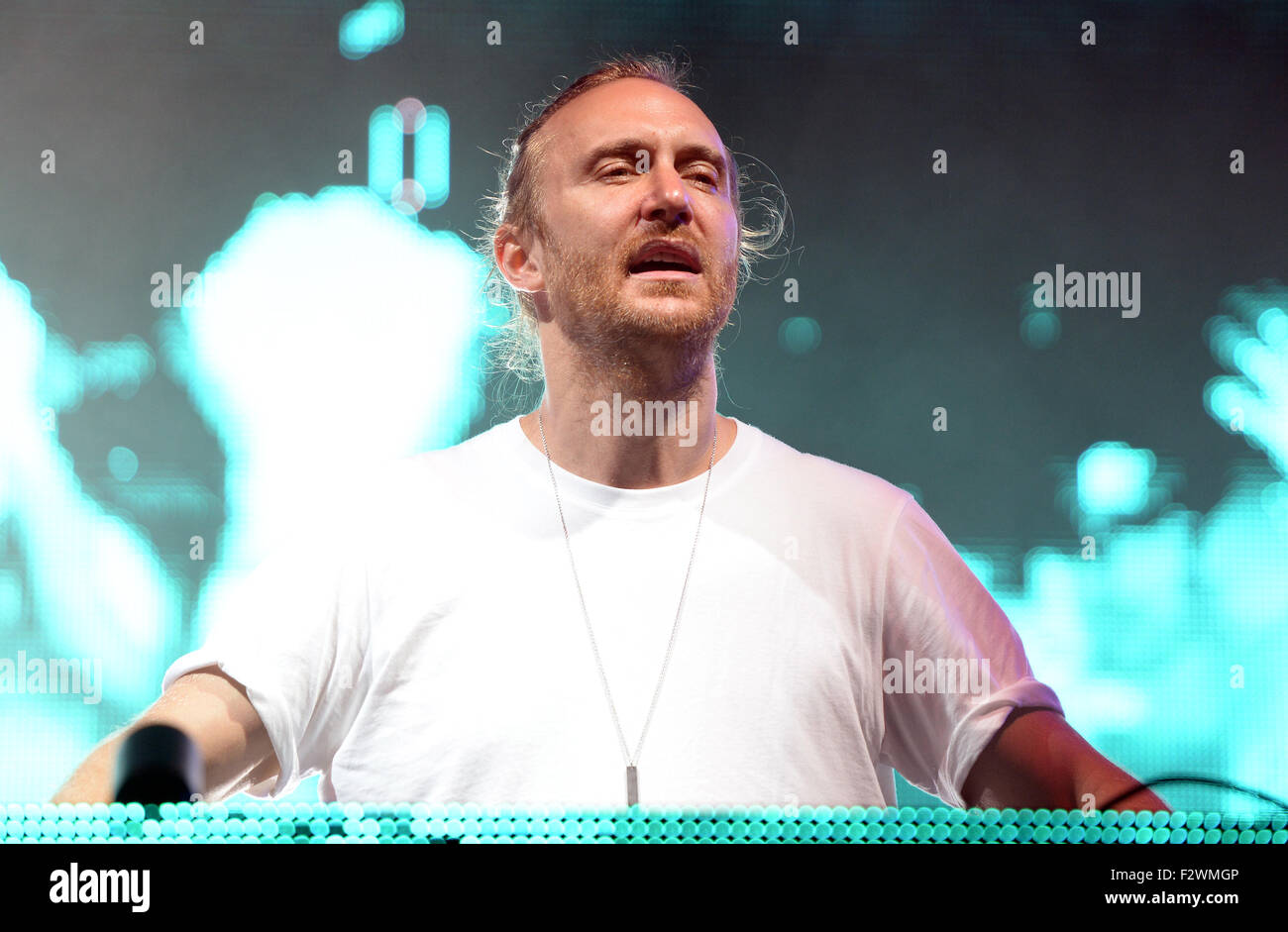 The DJ and producer David Guetta during a session in Magaluf, Majorca ...