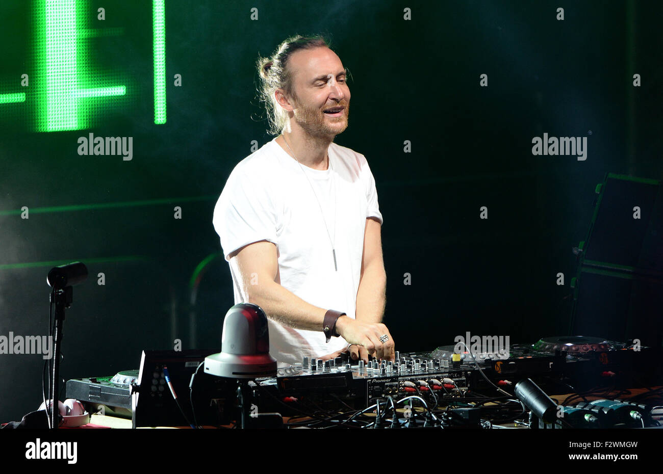 The DJ and producer David Guetta during a session in Magaluf, Majorca ...