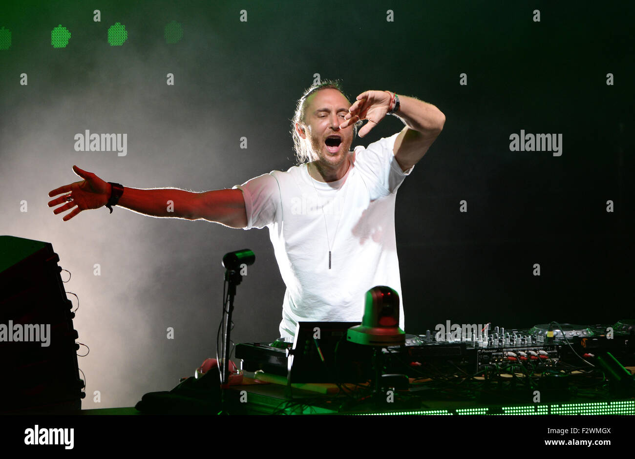 The DJ and producer David Guetta during a session in Magaluf, Majorca ...