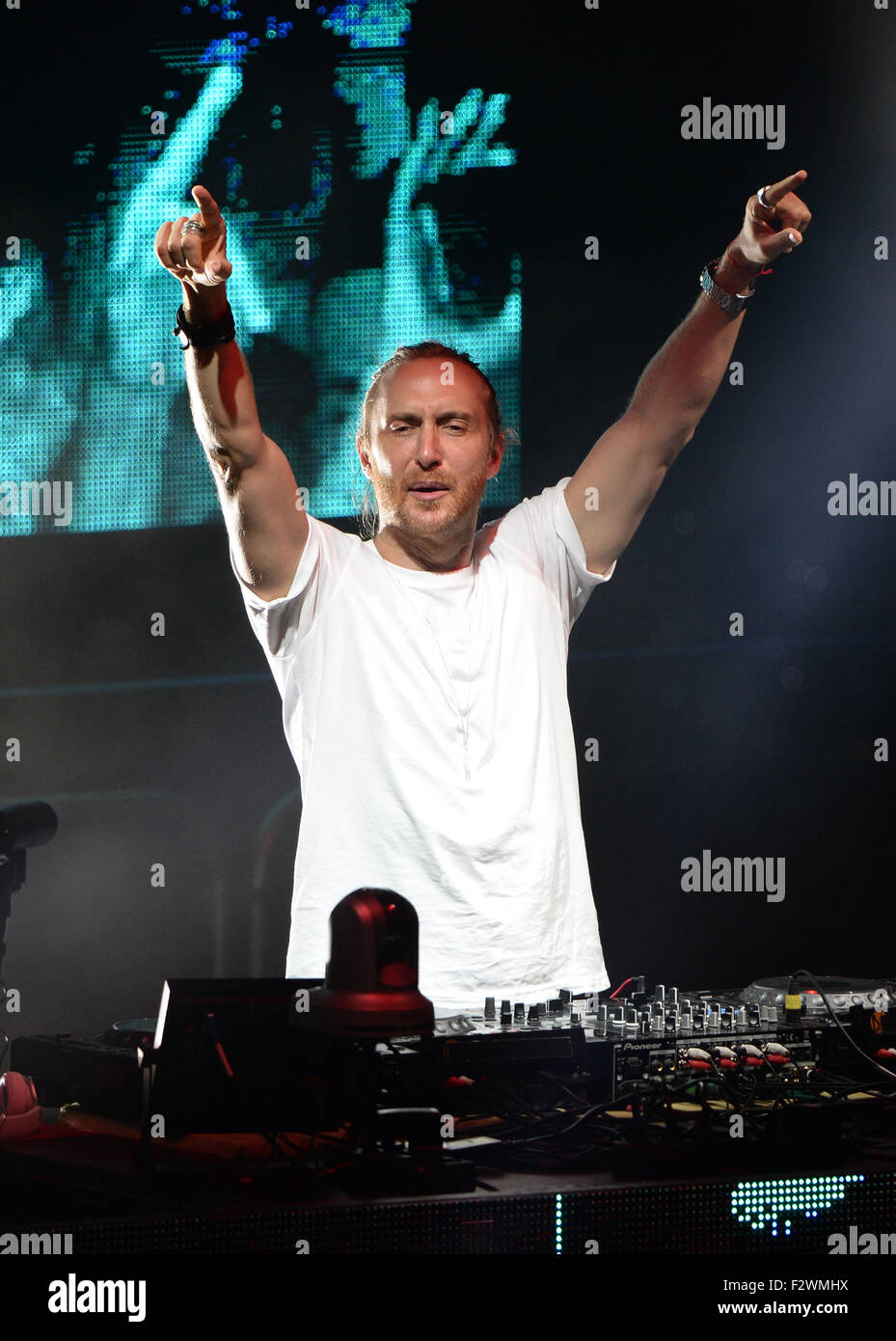 The DJ and producer David Guetta during a session in Magaluf, Majorca ...