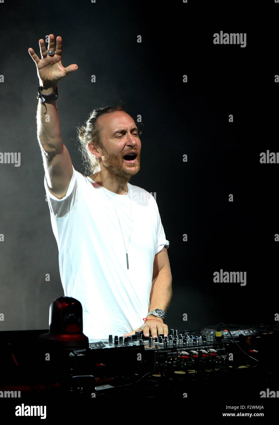 The DJ and producer David Guetta during a session in Magaluf, Majorca ...