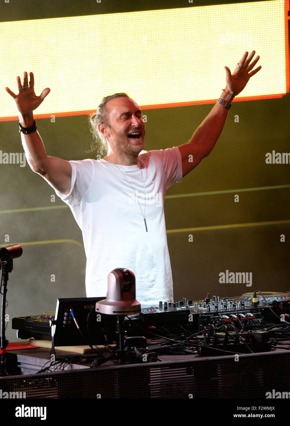 The DJ and producer David Guetta during a session in Magaluf, Majorca ...