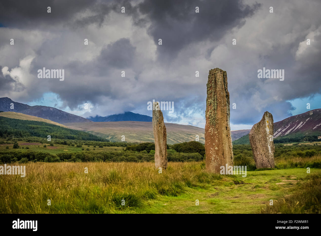 Machrie Stones Celtic stone circle on the Isle of Arran in Scotland ...