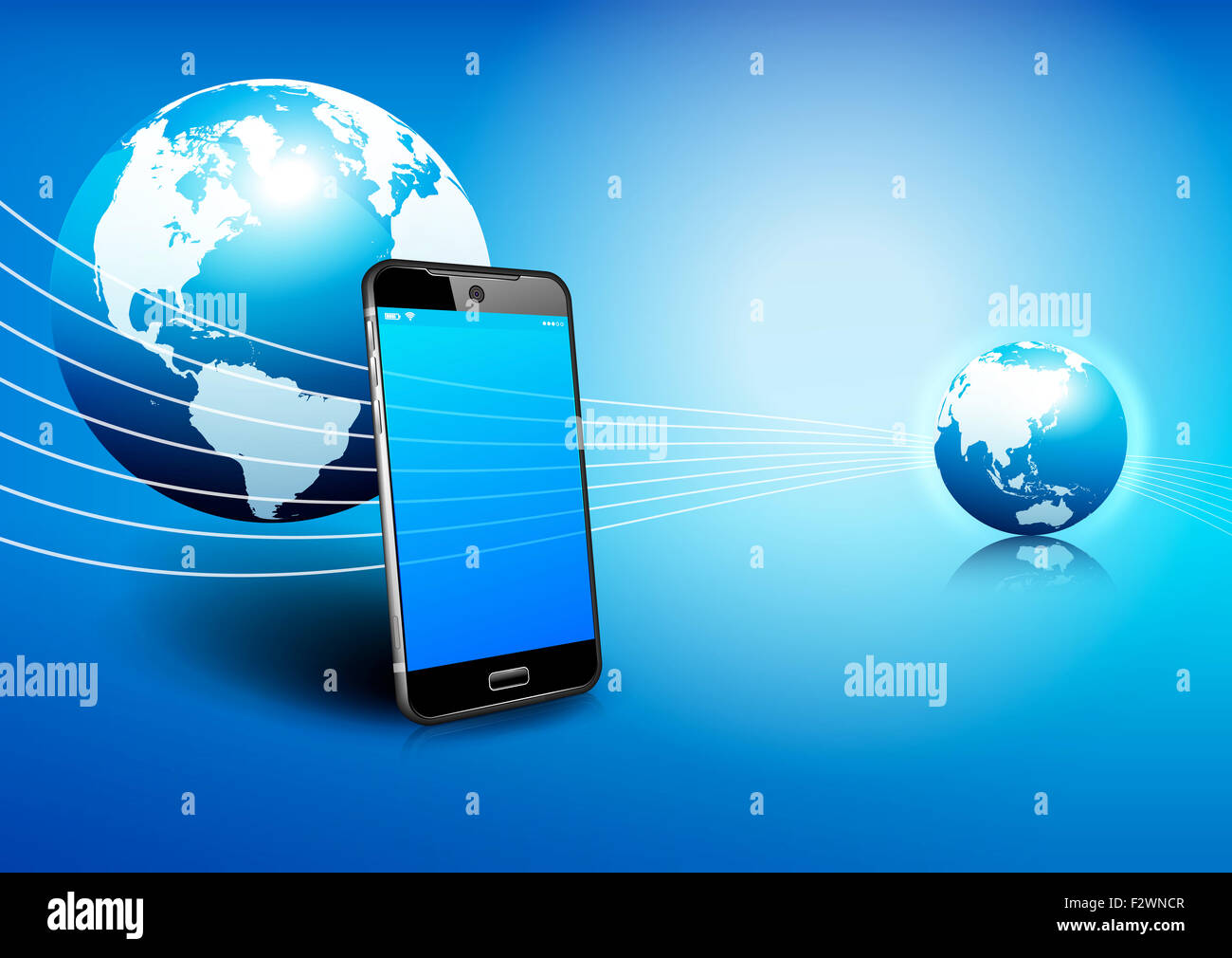 Data Phone, Wifi, Cloud, Communication Background - Binary Code Technology Stream with Globe ...
