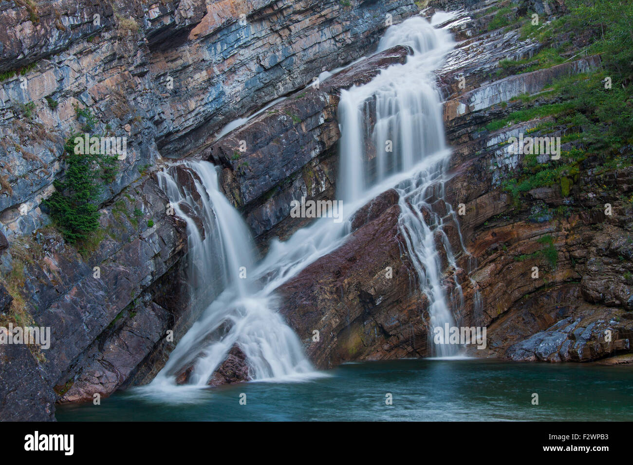 Cameron Falls in Waterton Lakes National Park, Alberta, Canada Stock ...