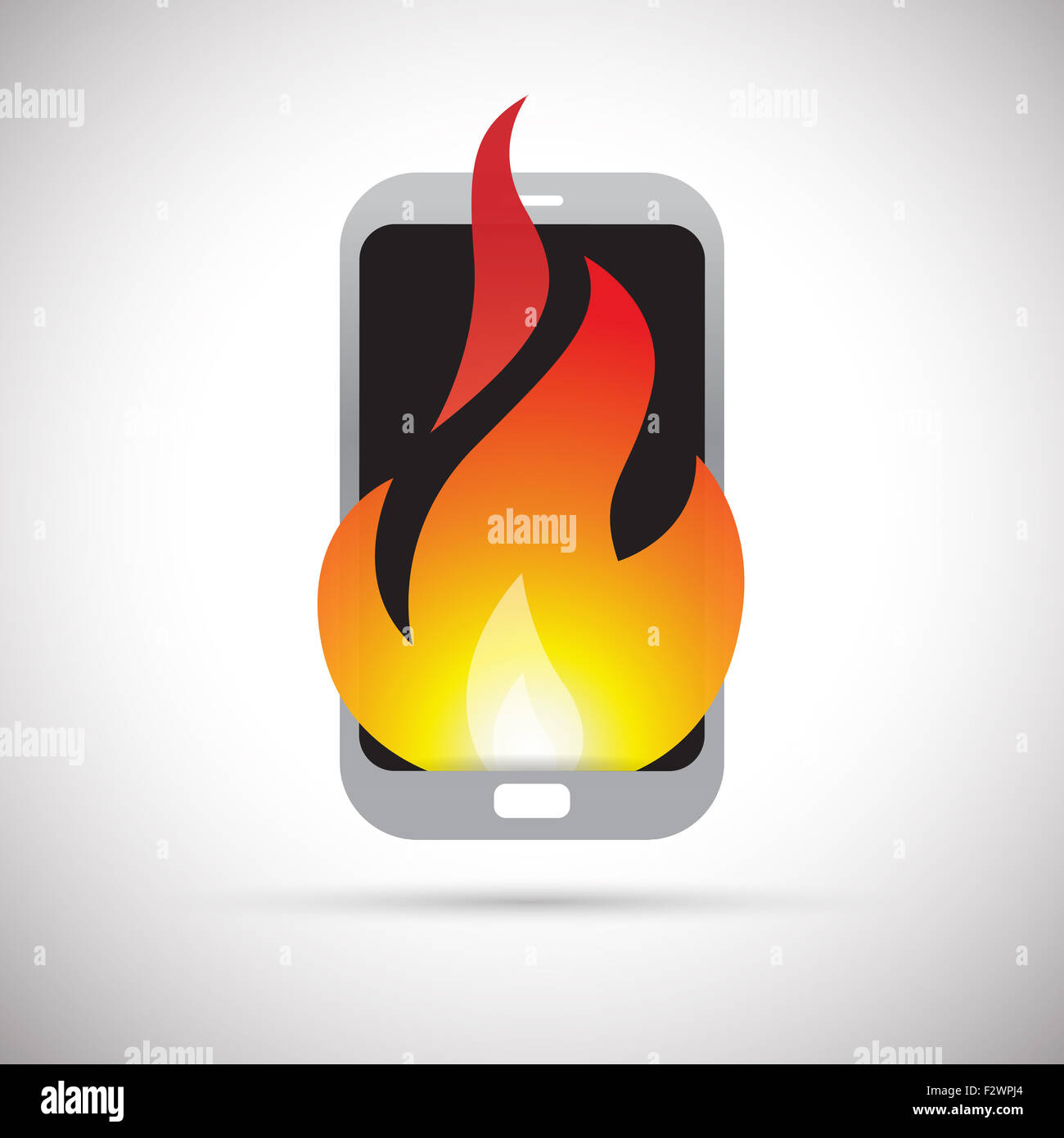 Vector illustration of a smartphone on fire Stock Photo - Alamy
