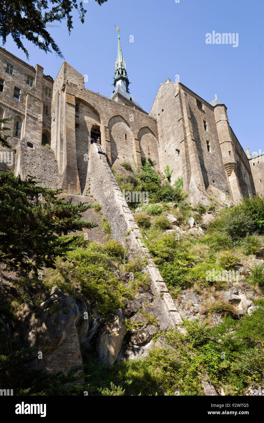 Mont Saint Michel, Normandy, France - the sloping ramp up which ...