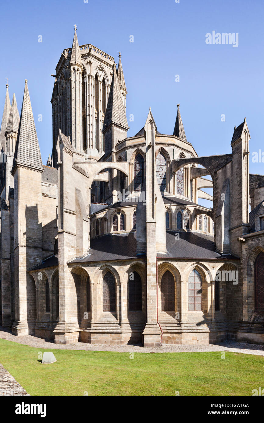Flying buttresses on Coutances Cathedral (Cathedrale Notre-Dame de ...