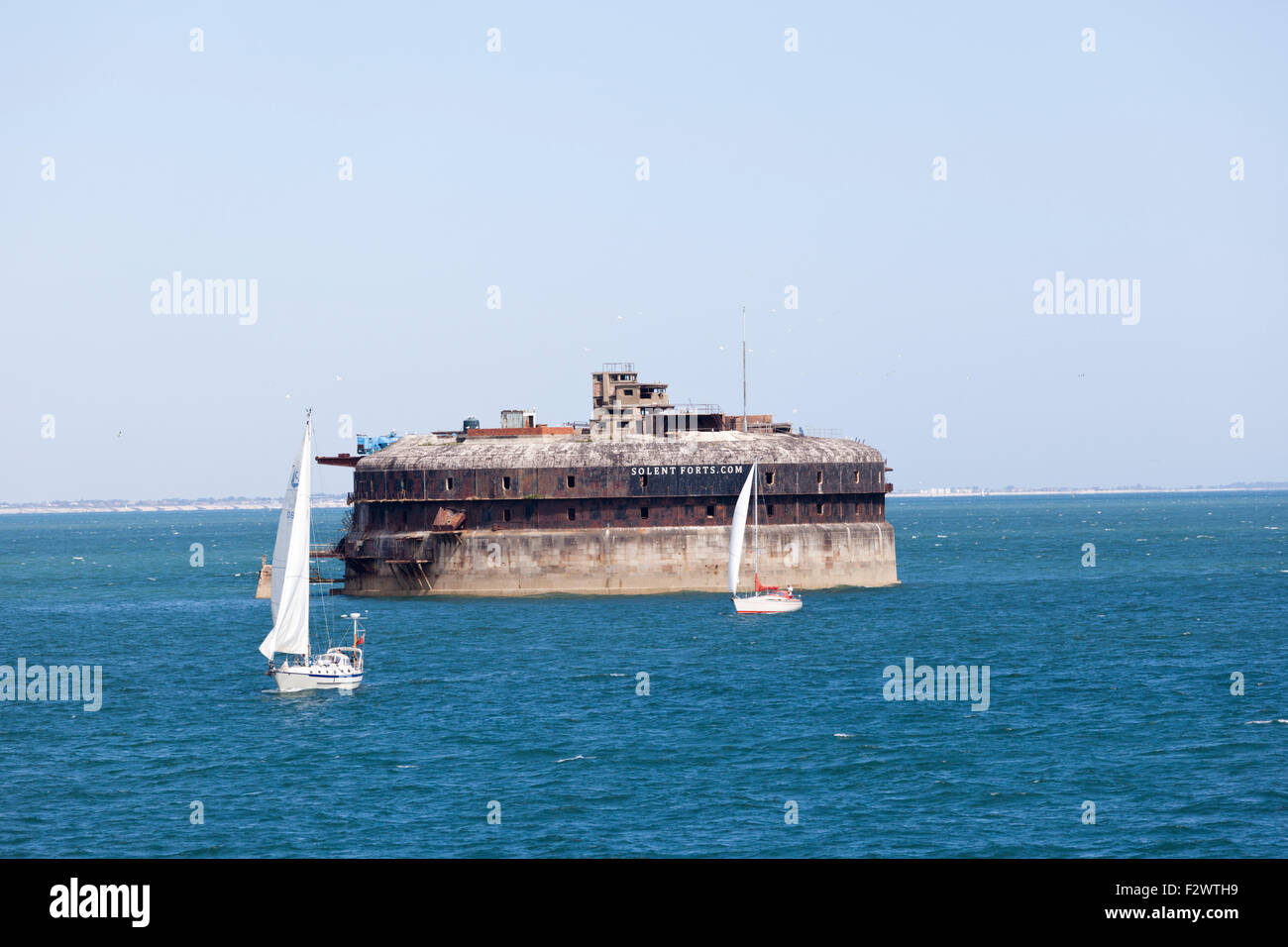 Horse Sands Fort in the Solent, built in the nineteenth century as part ...