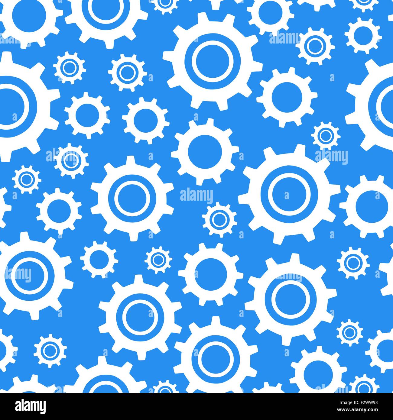 Many different types cogwheel, white icons on blue background seamless ...