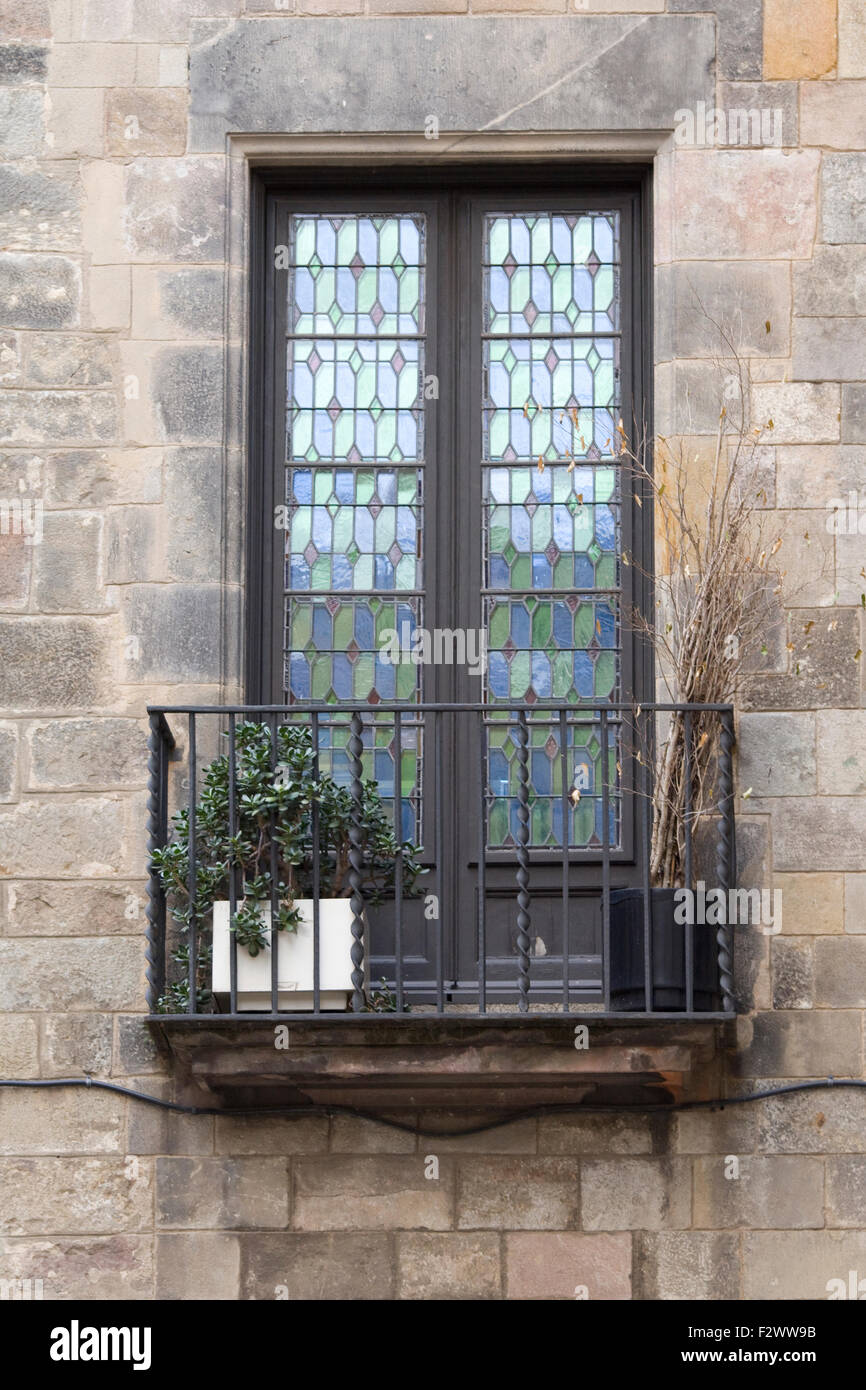 Juliette Balcony's on Homes in Barcelona Spain Stock Photo - Alamy