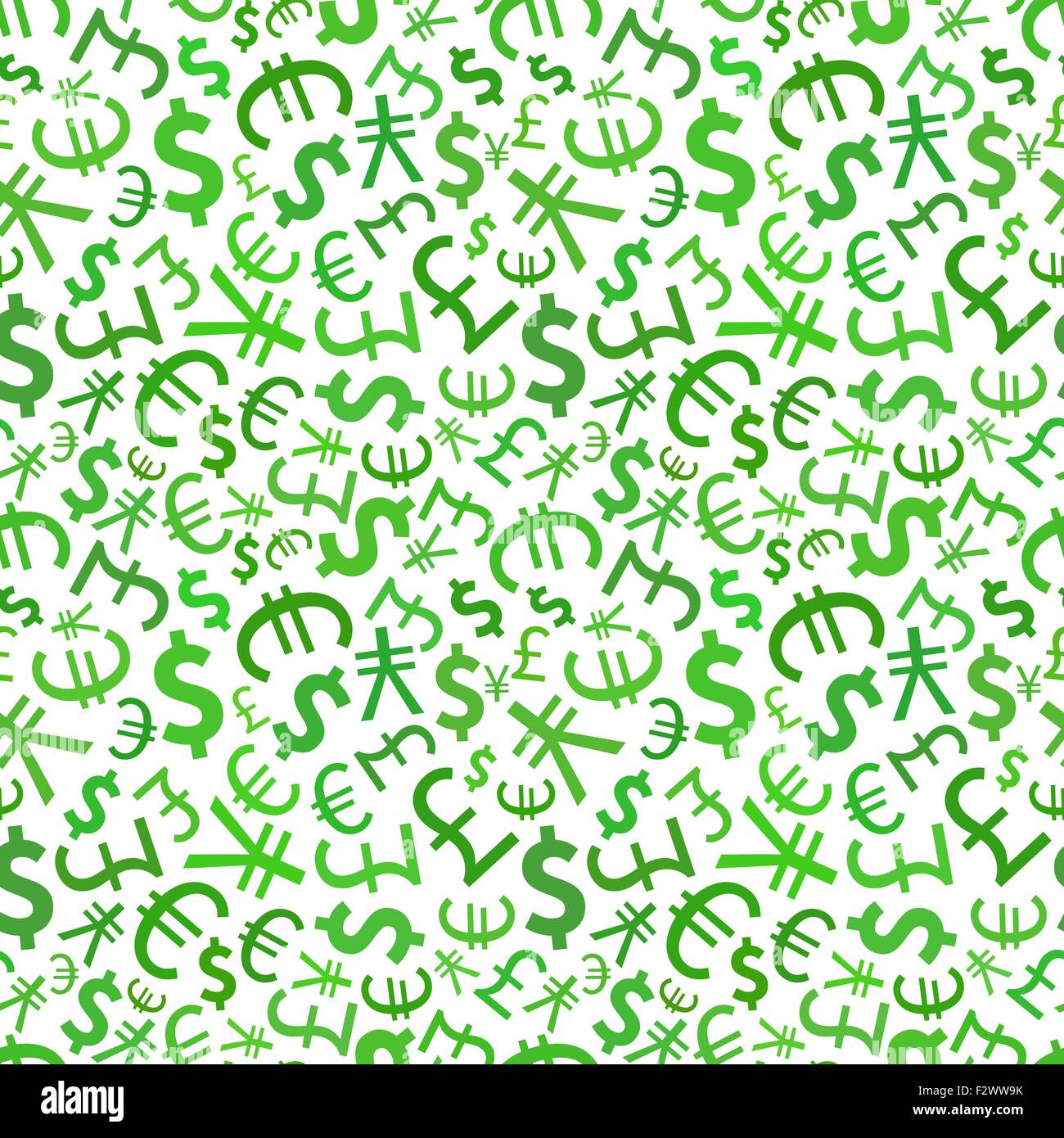 Green signs of world currencies on white, seamless pattern Stock Vector ...