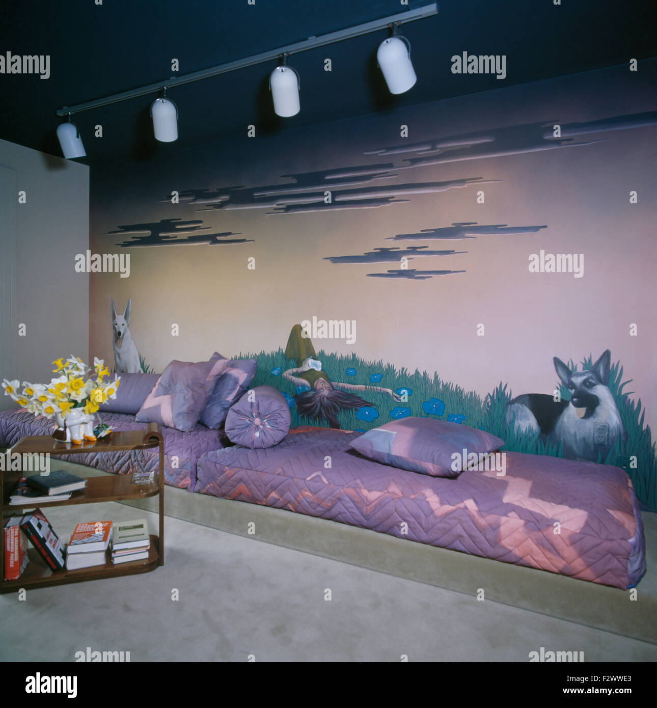 Mural painted on the wall of a teenager's nineties bedroom Stock Photo ...
