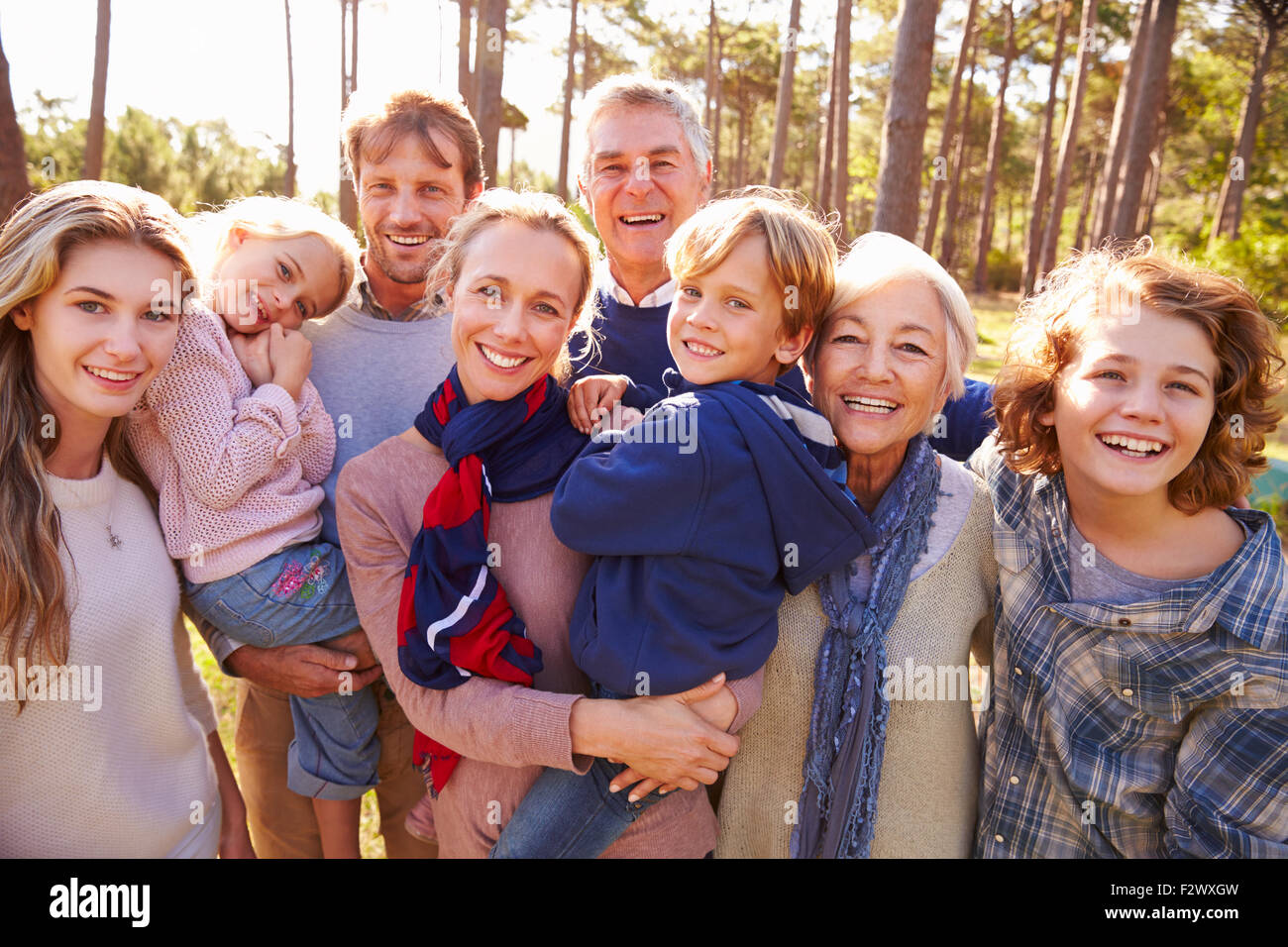 Happy multi-generation family portrait in the countryside Stock Photo ...