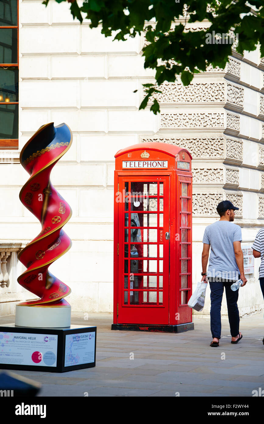 A traditional red phone box in London, London, United Kingdom, Europe ...
