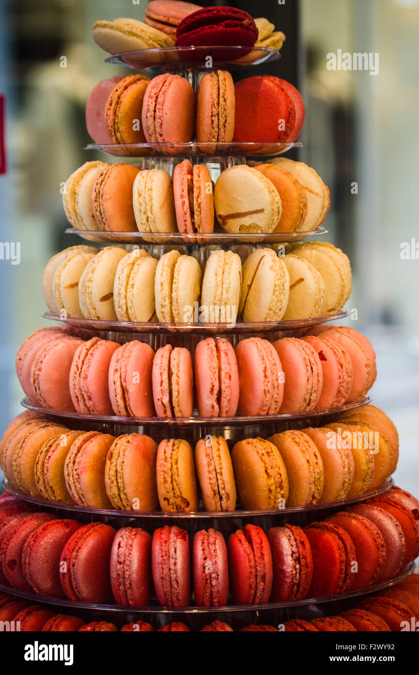 traditional french colorful macarons in a rows in a box Stock Photo - Alamy