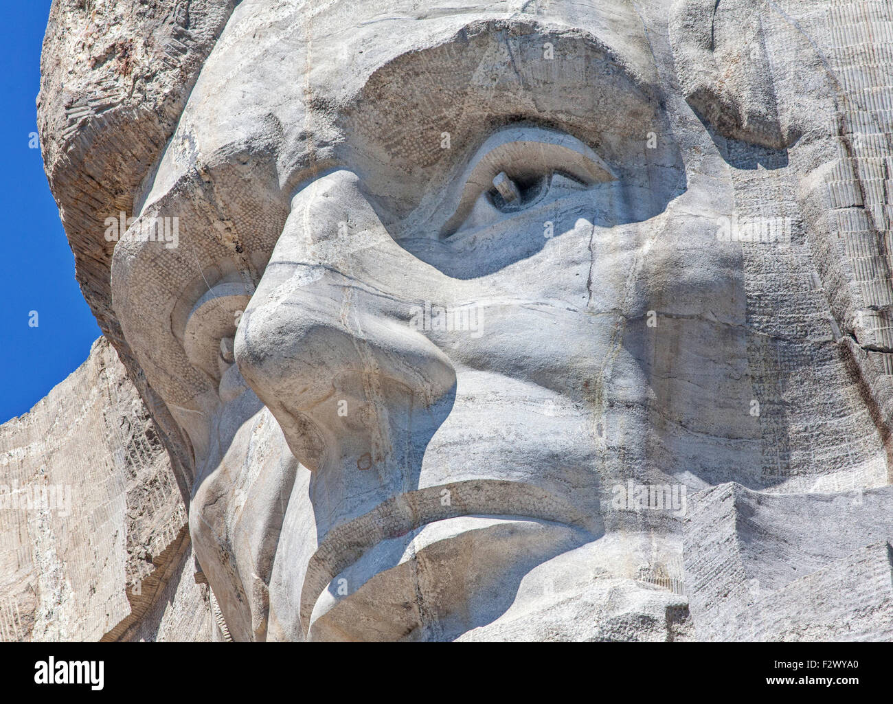 A view of Abraham Lincoln on Mount Rushmore National Memorial, South ...