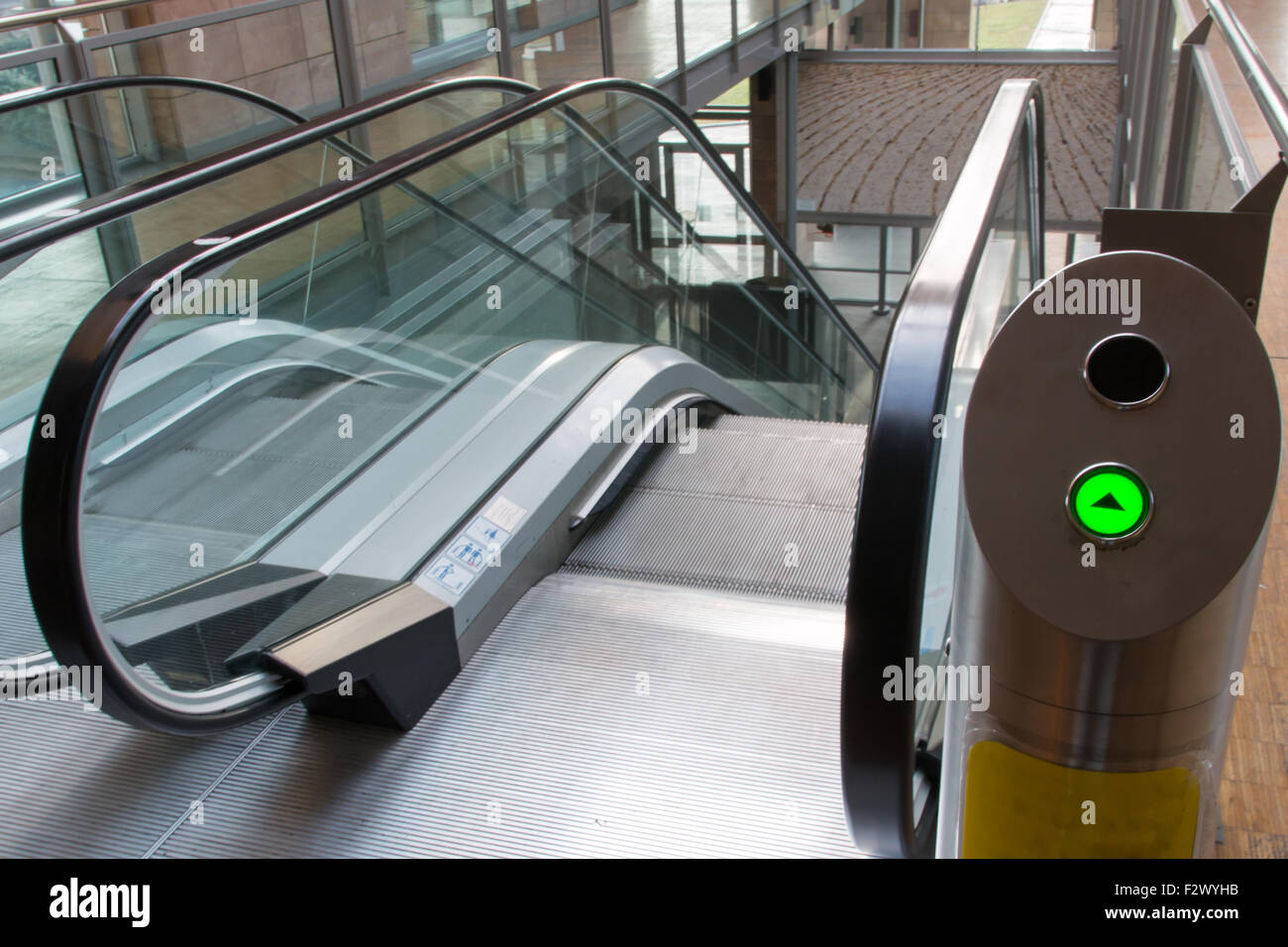 modern glass and metal moving ramp detail Stock Photo - Alamy