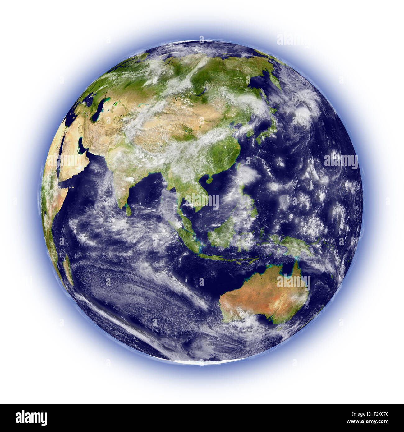 Realistic illustration of planet Earth on white background facing ...