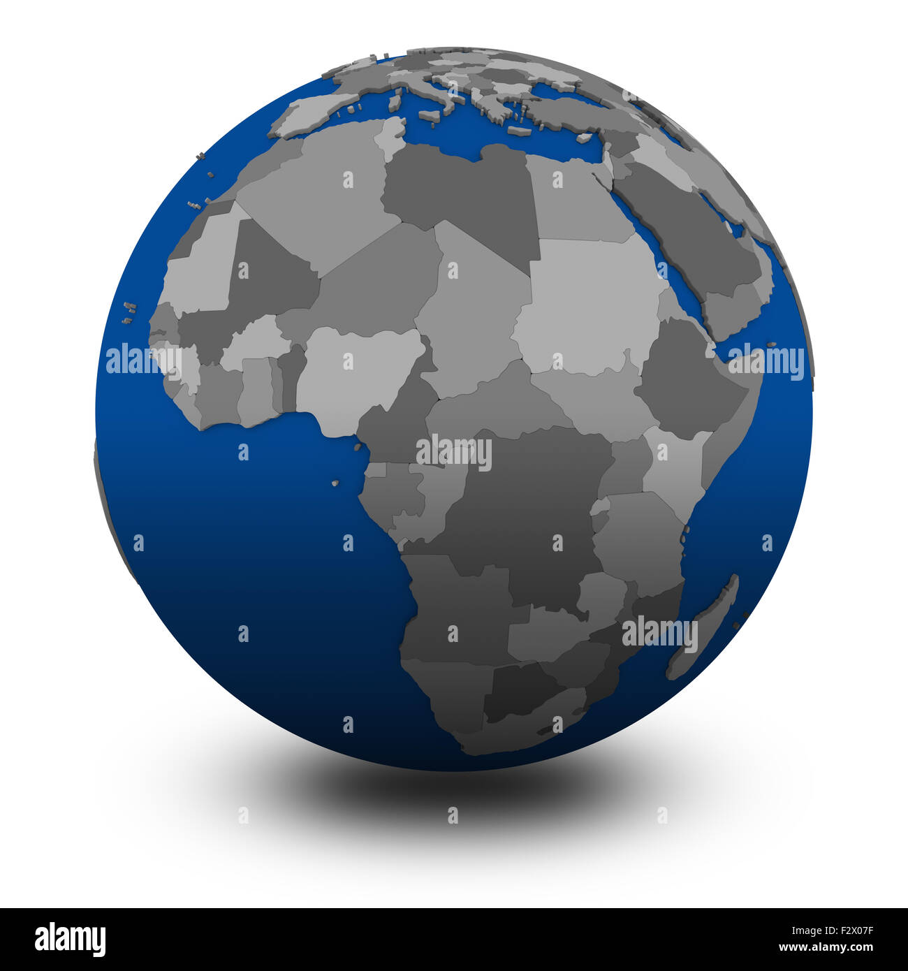 Africa on political globe, illustration isolated on white background ...