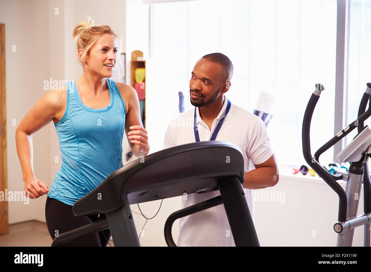 Patient Using Treadmill In Hospital Physiotherapy Department Stock ...