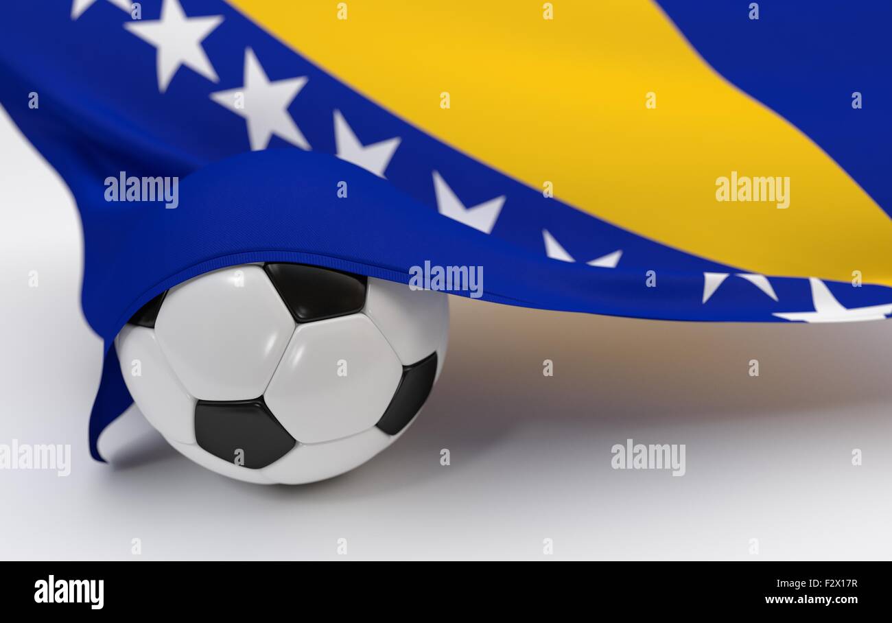 Bosnia and Herzegovina flag and soccer ball on white backgrounds Stock ...