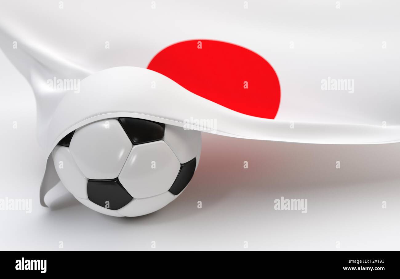Japan flag and soccer ball on white backgrounds Stock Photo - Alamy