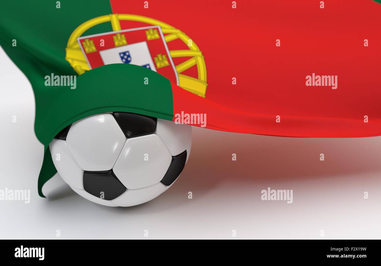 Portugal flag and soccer ball on white backgrounds Stock Photo - Alamy