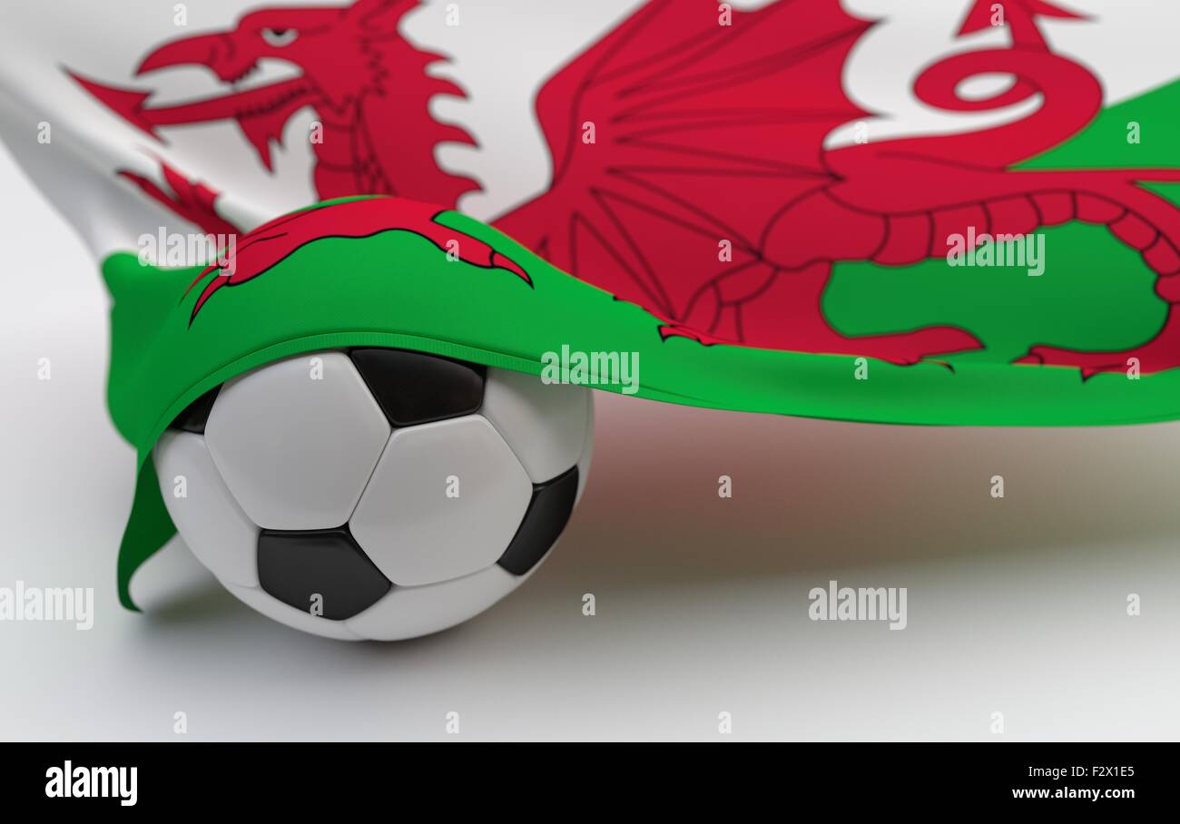 Wales flag and soccer ball on white backgrounds Stock Photo - Alamy