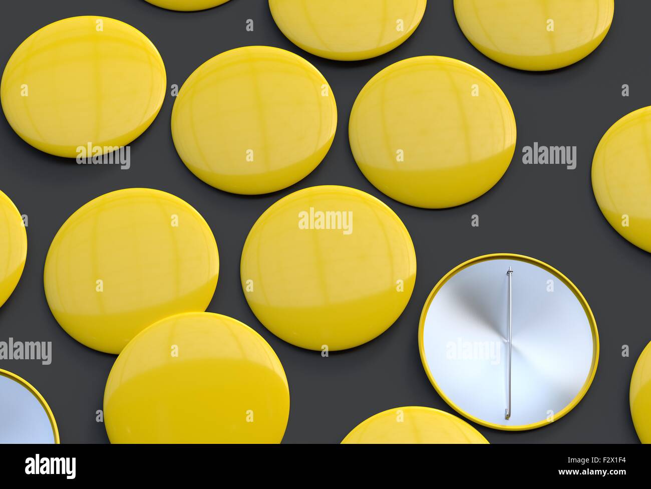 Blank yellow pins on grey background Stock Photo - Alamy