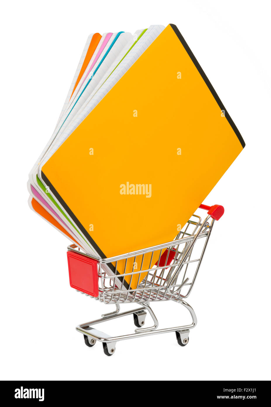 Shopping cart with copybooks Stock Photo - Alamy
