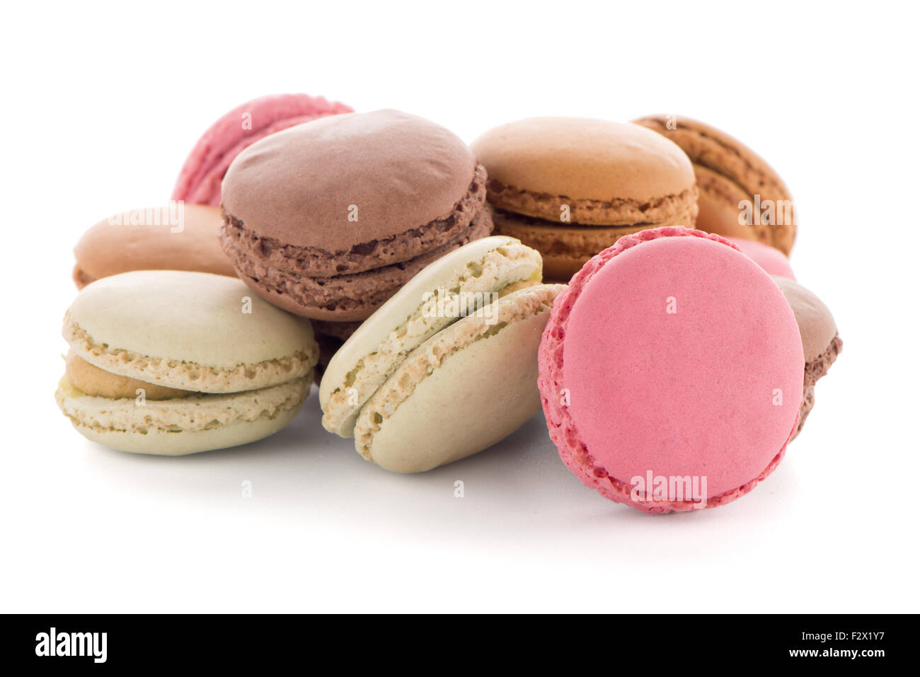 Colorful French Macarons on the white background Stock Photo - Alamy