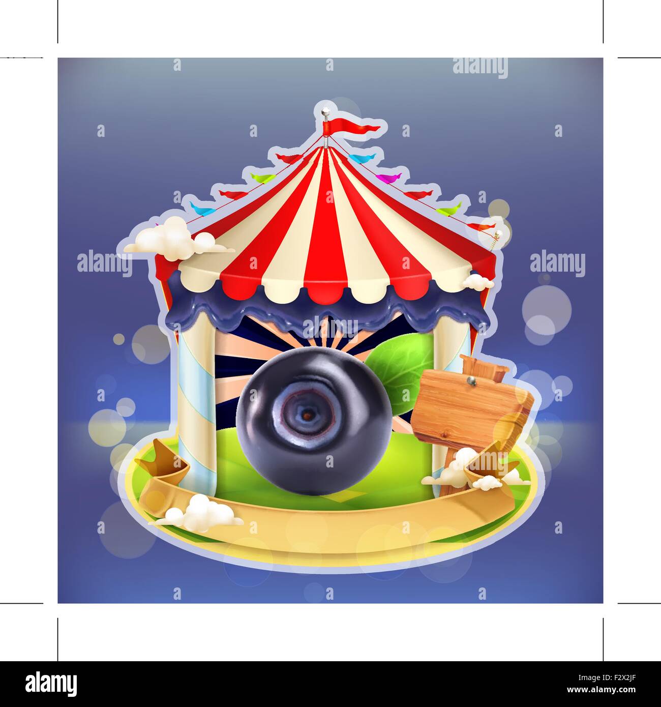 Fruit jam poster blueberries, sweets emblem, specialized agricultural ...