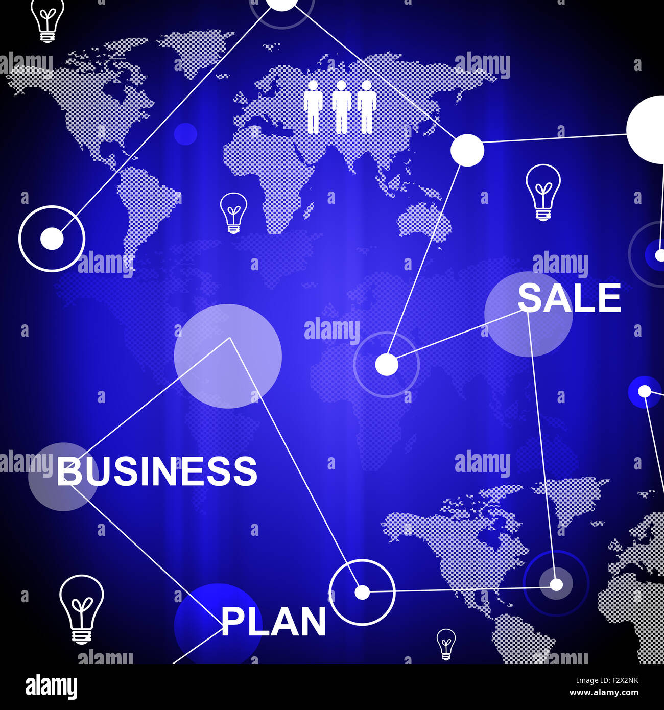 Abstract blue background with bulbs symbols Stock Photo - Alamy