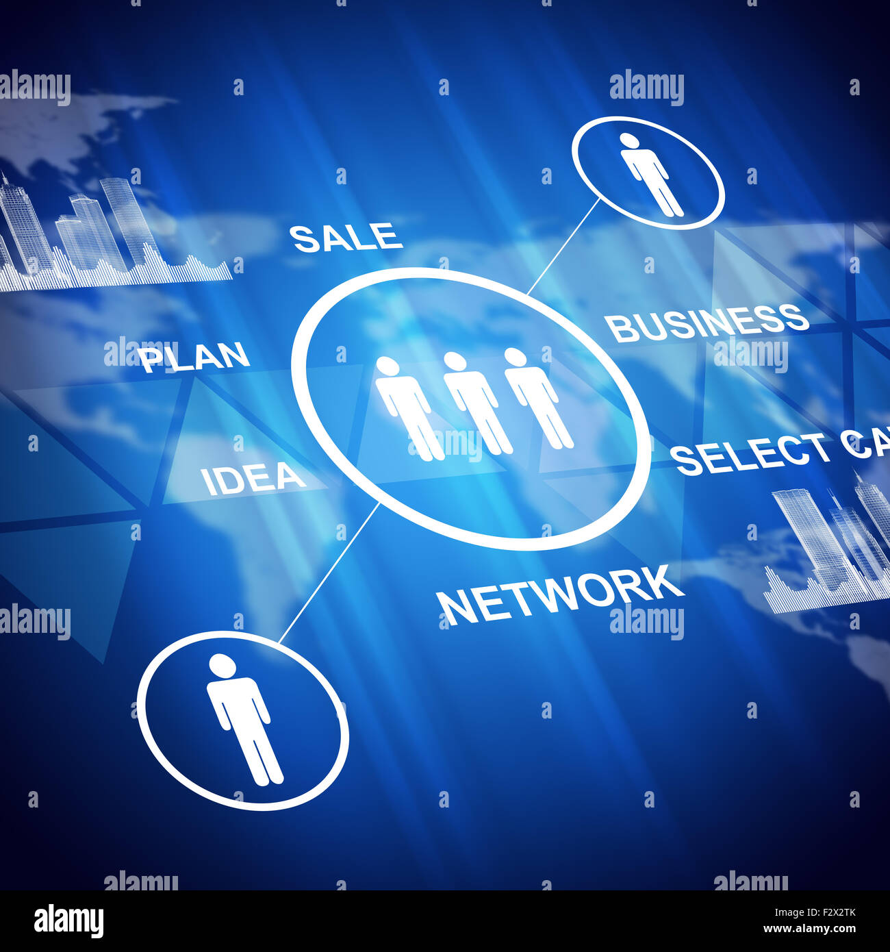 Abstract blue background with city model and graph Stock Photo - Alamy