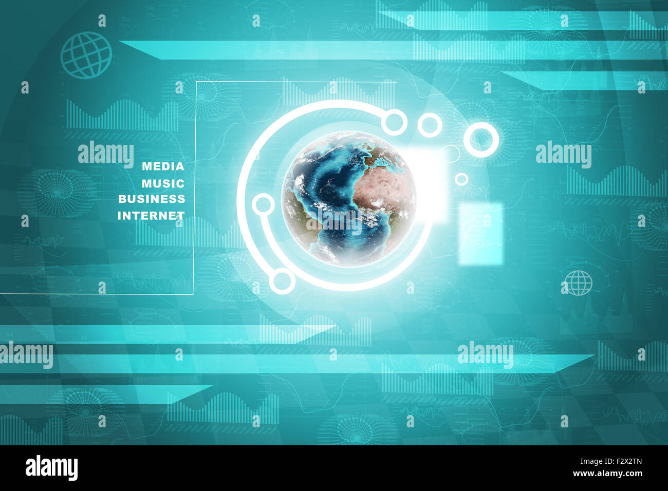 Earth globe with graphs Stock Photo - Alamy